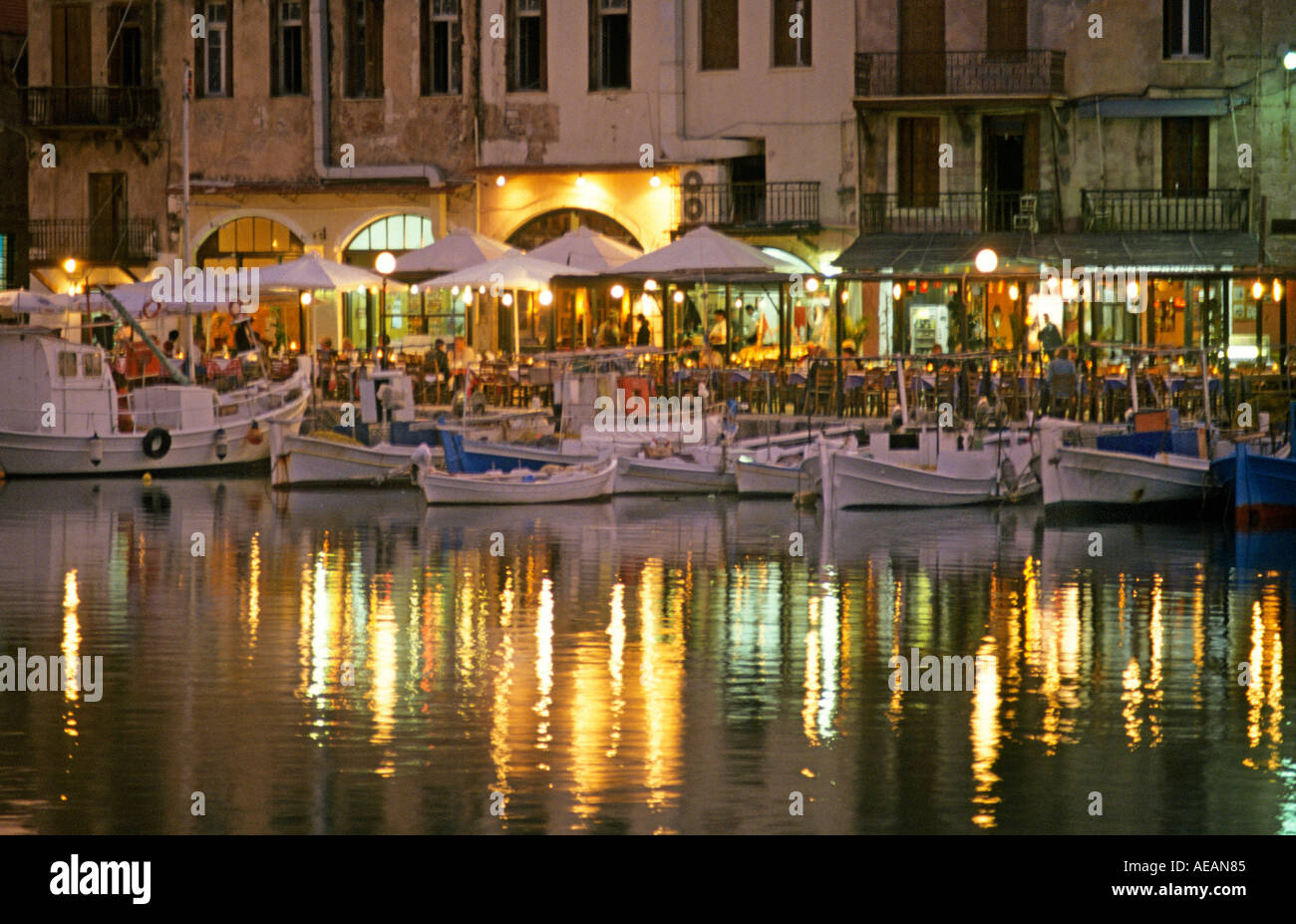 Port and quayside restaurants Rethymnon Crete Greece Stock Photo - Alamy