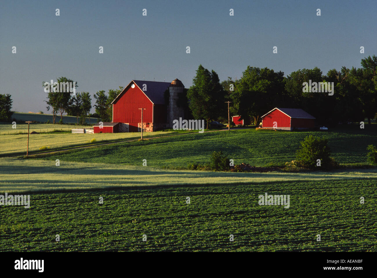 A scenic picture of a farmhouse and barn in Wisconsin Stock Photo - Alamy