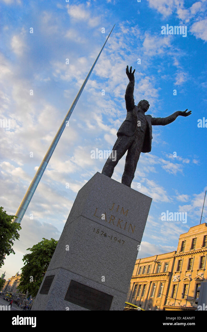 Jim Larkin statue and Dublin Spire Dublin County Dublin Ireland Stock ...