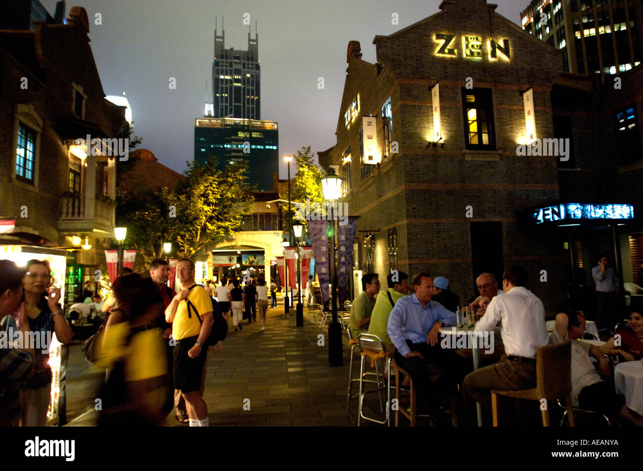 Shanghai Xintiandi at night June 19 2006 Stock Photo - Alamy