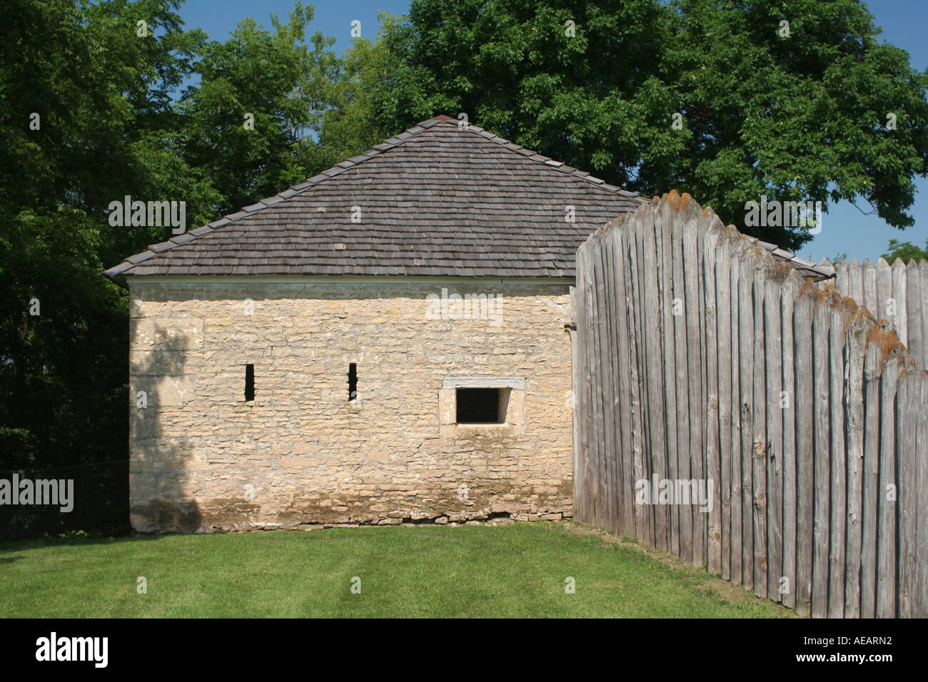 Ft. Atkinson Iowa corner blockhouse with rifle slits and cannon port ...