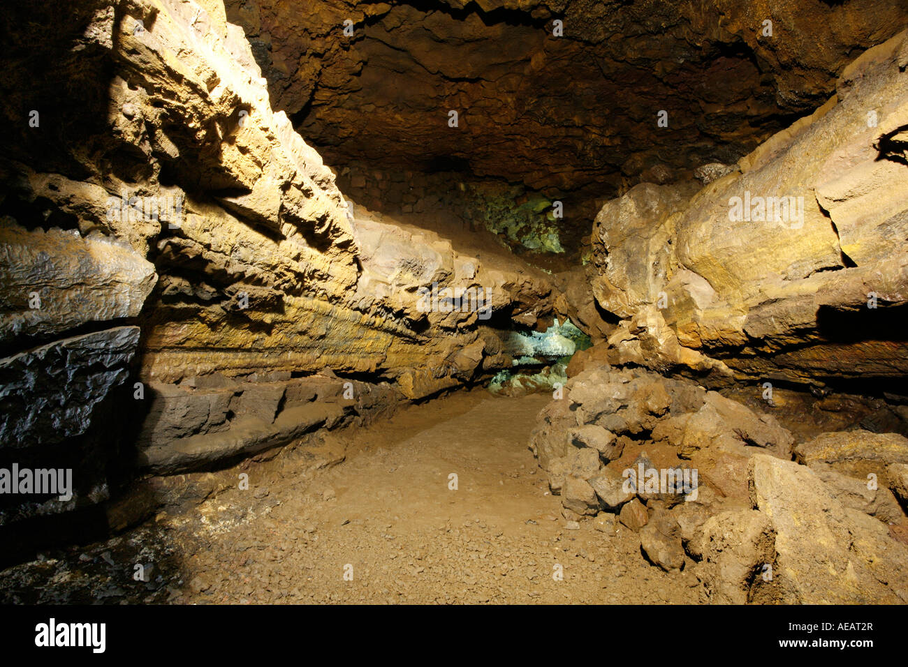 Gruta do Carvao lava tube cave. Sao Miguel island, Azores islands ...
