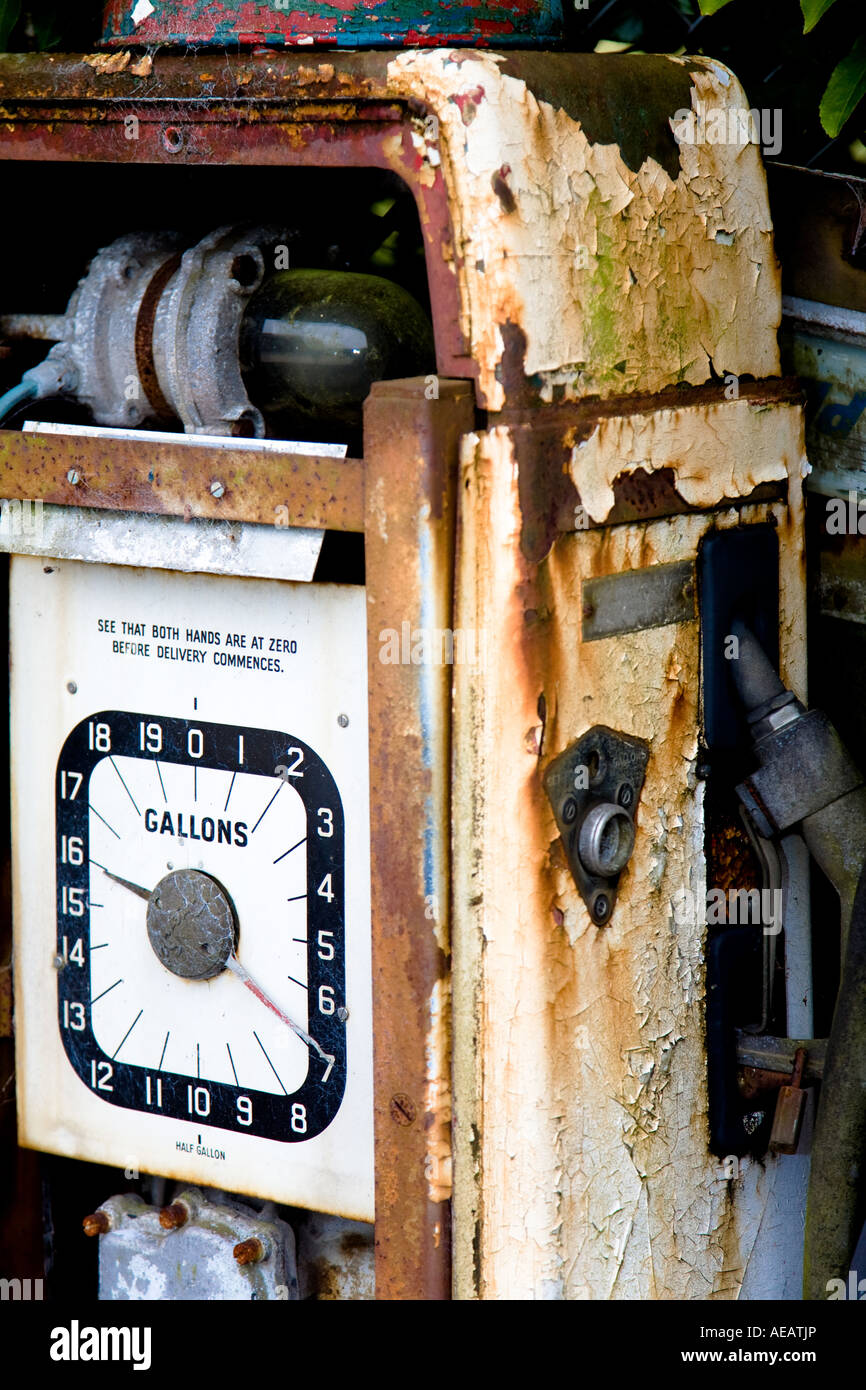 Rusty old petrol pumps. Wythall Transport Museum Stock Photo - Alamy