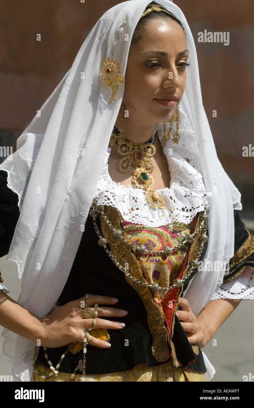 Woman in Traditional Dress at Festa di Sant Efisio Cagliari Sardinia ...