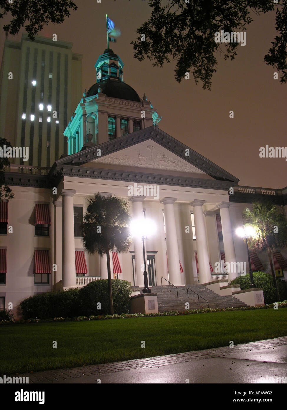 Historic and new state capitols, Tallahassee, Florida, USA - evening ...