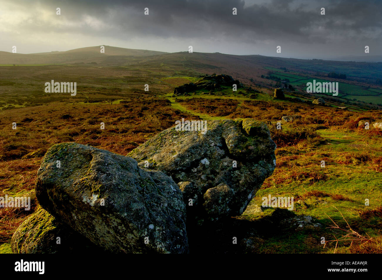 Fantastic atmospheric wintry morning light on Dartmoor looking from ...
