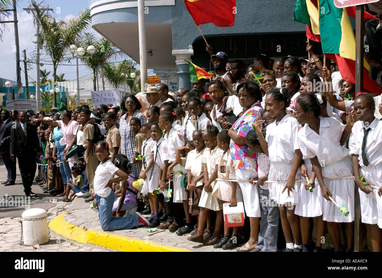 Crowd to greet the Queen in Sam Sharpe Square Montego Bay Jamaica Stock ...