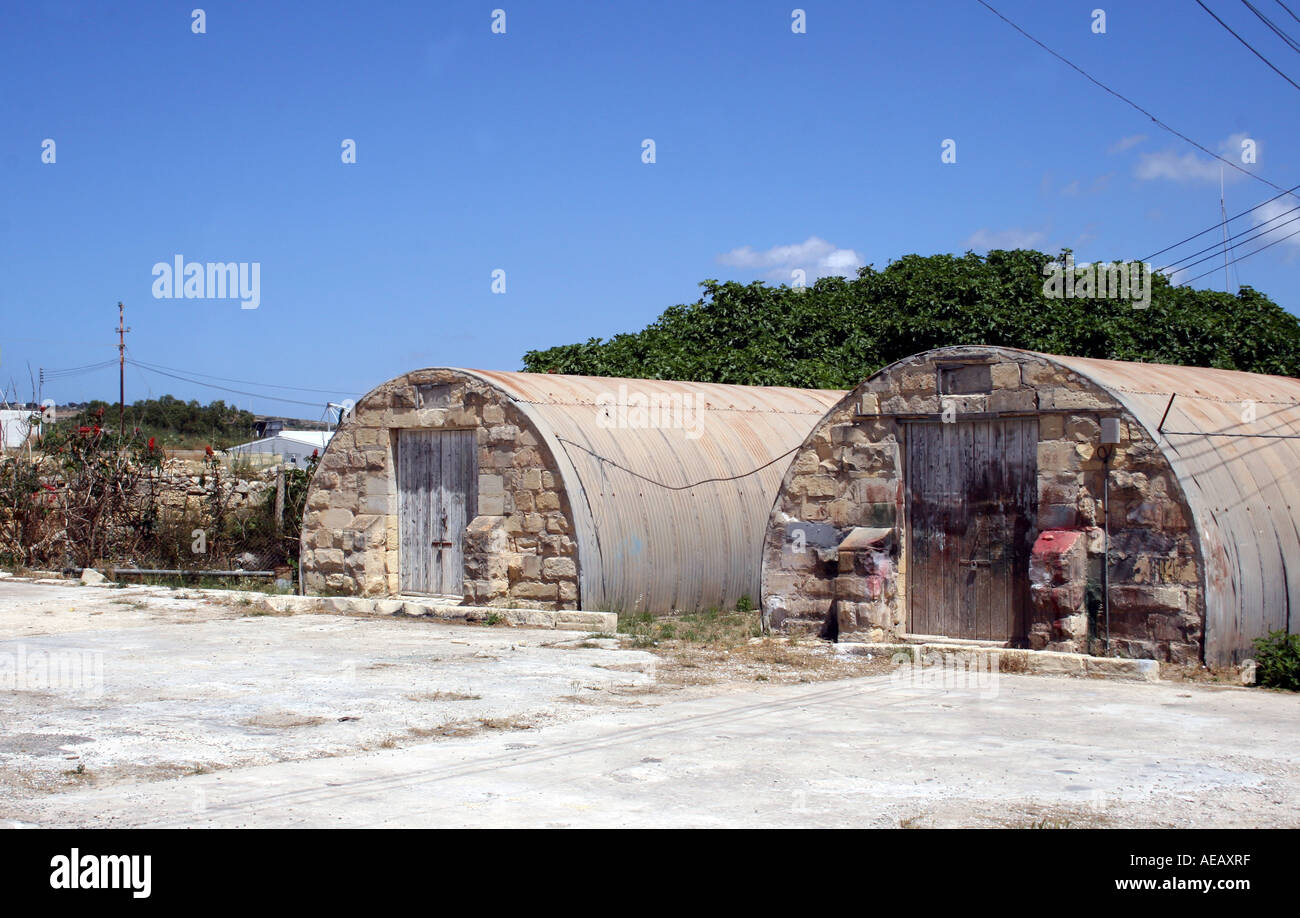 WORLD WAR 2 AIRFIELD AT TA QALI MALTA WITH NISSENHUTS Stock Photo - Alamy