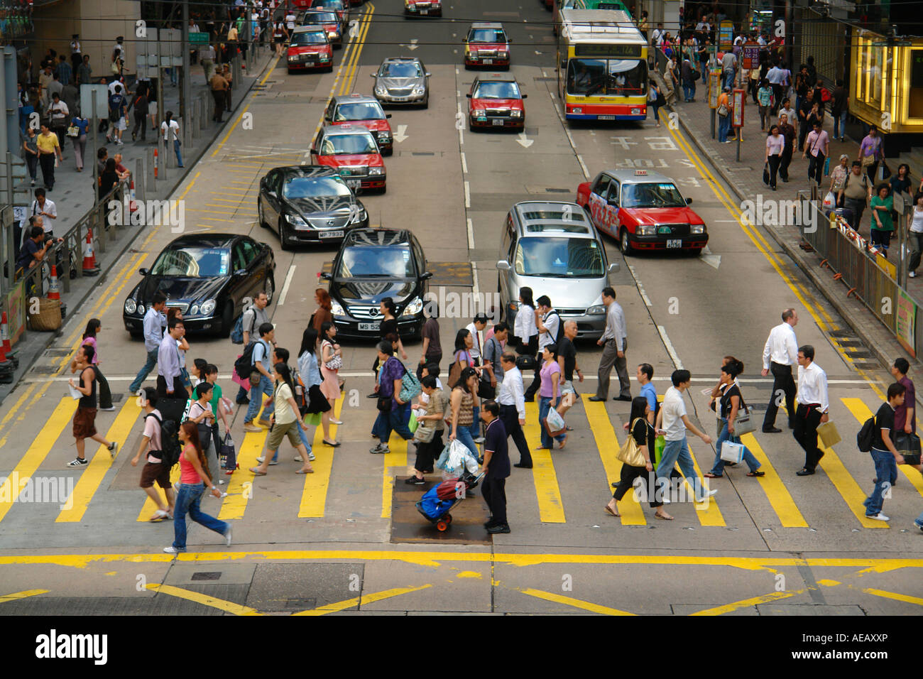Pedestrian crossing road Central district Hong Kong China Stock Photo ...