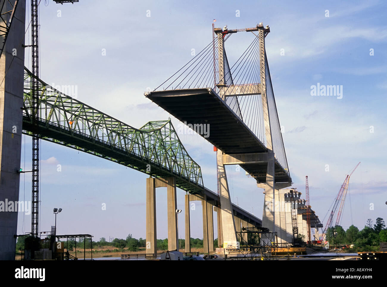Tallmadge Memorial Bridge under construction crossing the Savannah ...
