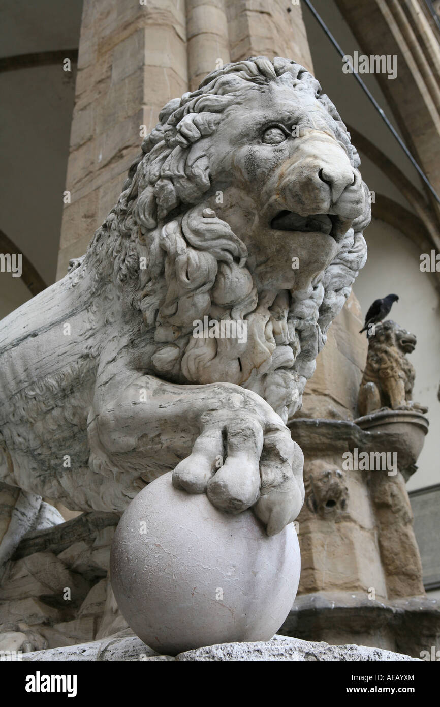 The Marzocco a heraldic lion of Florence on Piazza della Signoria in ...