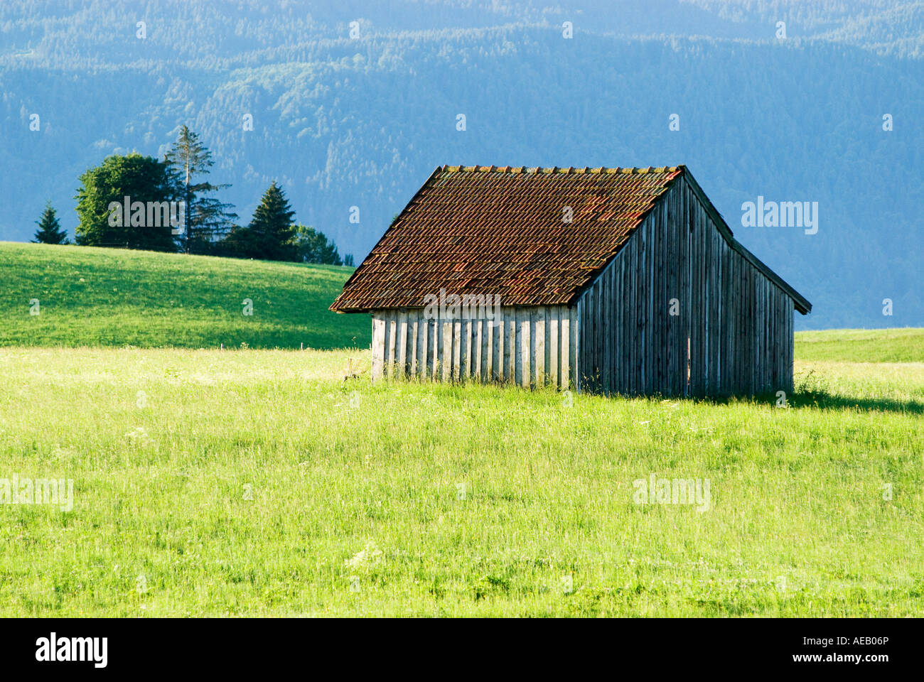 Small barn near Füssen in the Allgau region of southern Bavaria ...