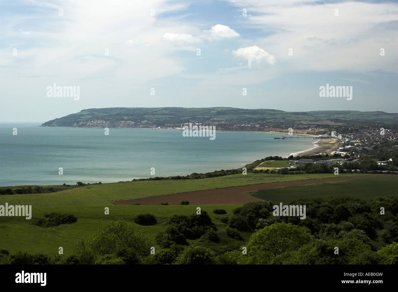 Sandown Bay from Bembridge Down, Isle of Wight Stock Photo - Alamy