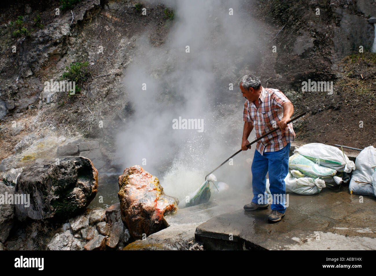 Cooking corn in the hot springs at Furnas. Azores islands, Portugal ...