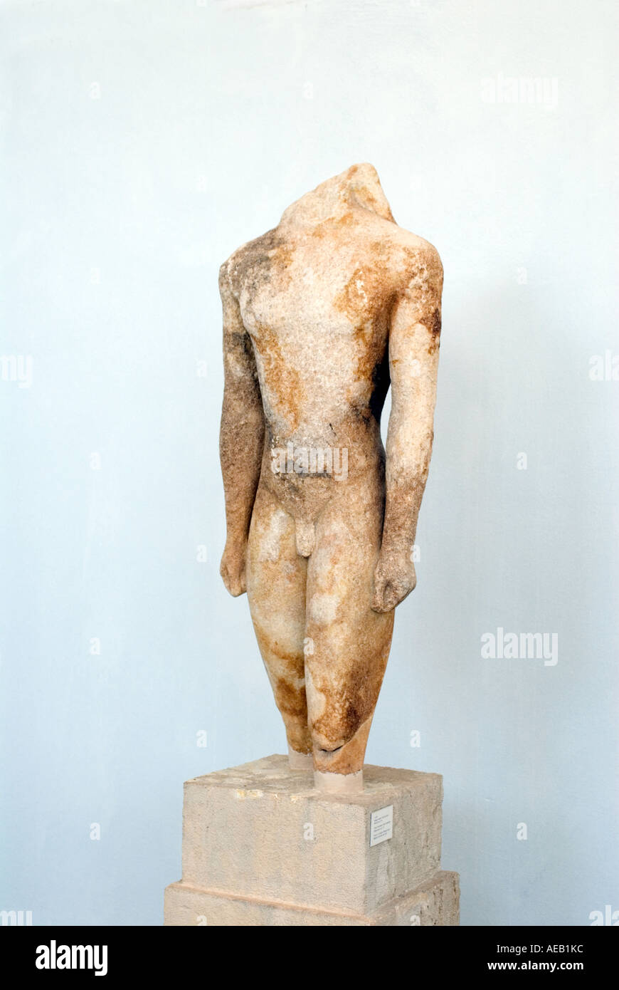 Delos Island, Greece archaeological museum statue of a marble body on a ...
