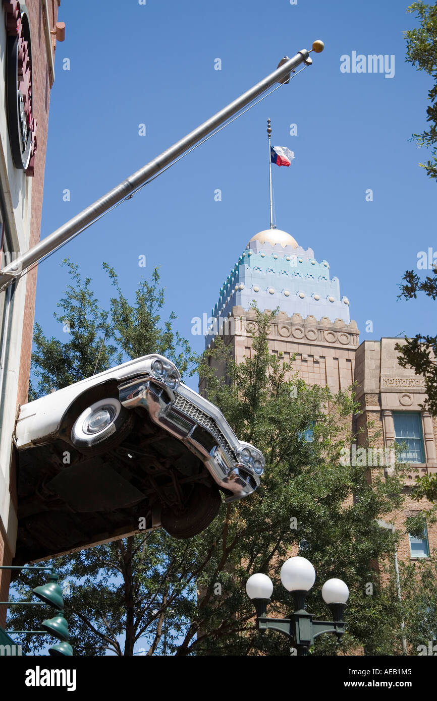Unusual cadillac sign in downtown San Antonio Texas Stock Photo - Alamy