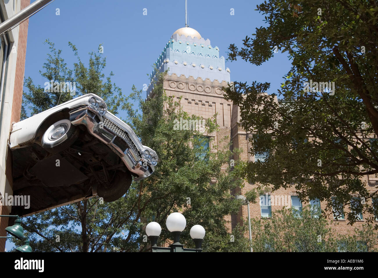 Unusual cadillac sign in downtown San Antonio Texas Stock Photo - Alamy