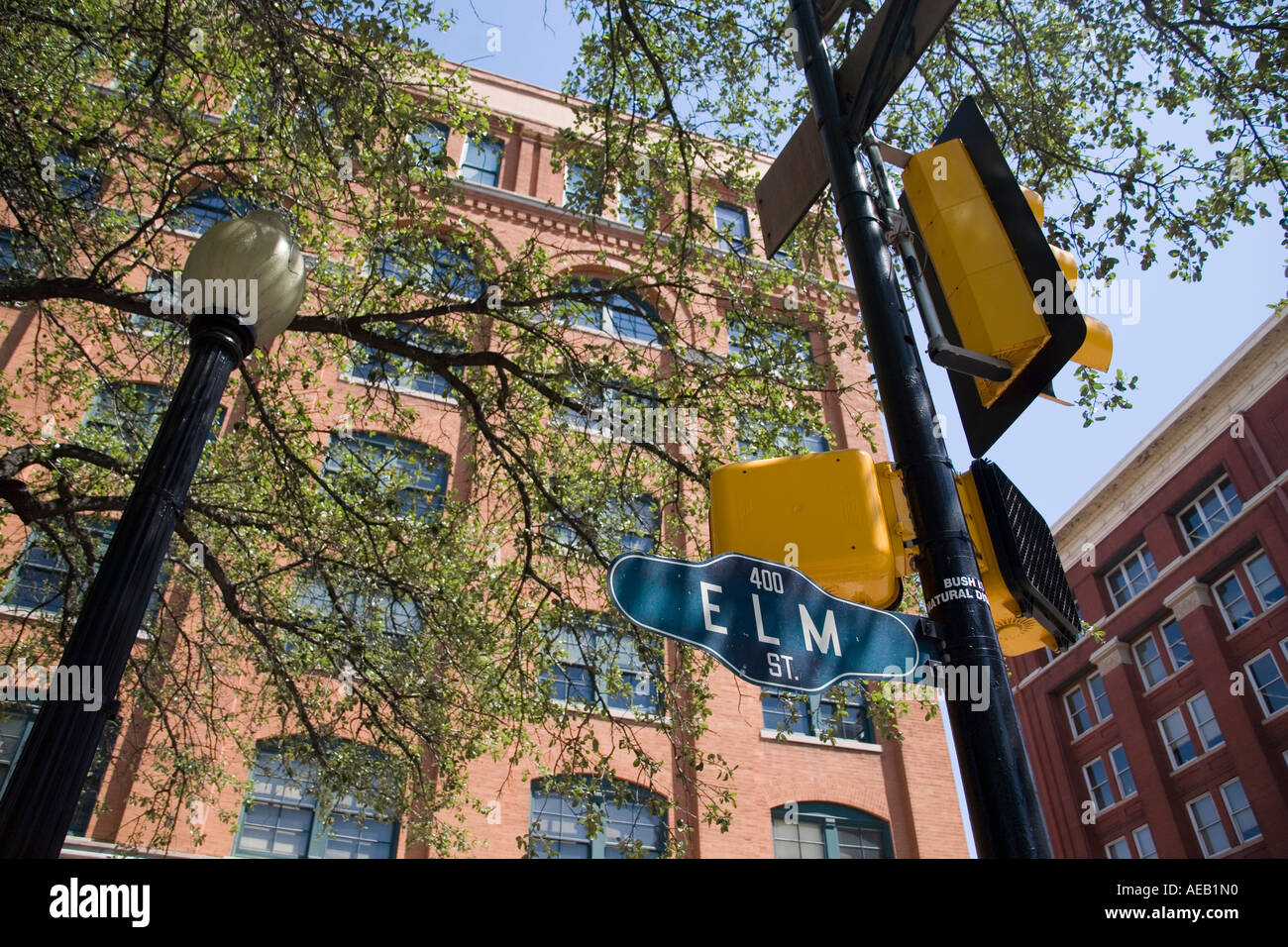 View of Texas book depository & Elm Street - JFK's assassination site ...