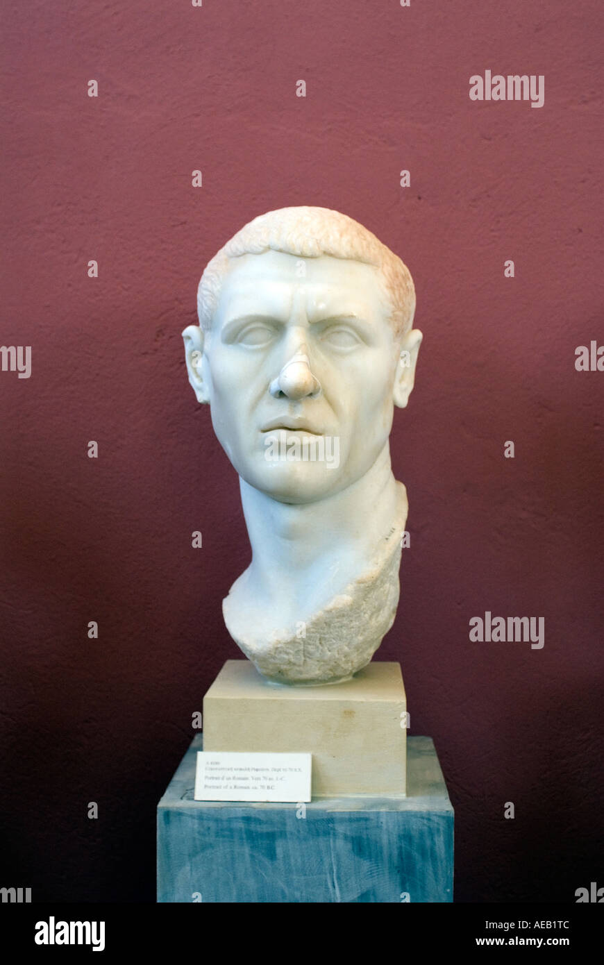 Delos Island, Greece archaeological museum marble bust on stone plinth ...