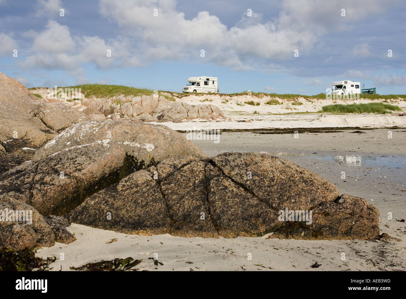 Calypso Camper van parked near beach at Fidden Farm on south coast of ...