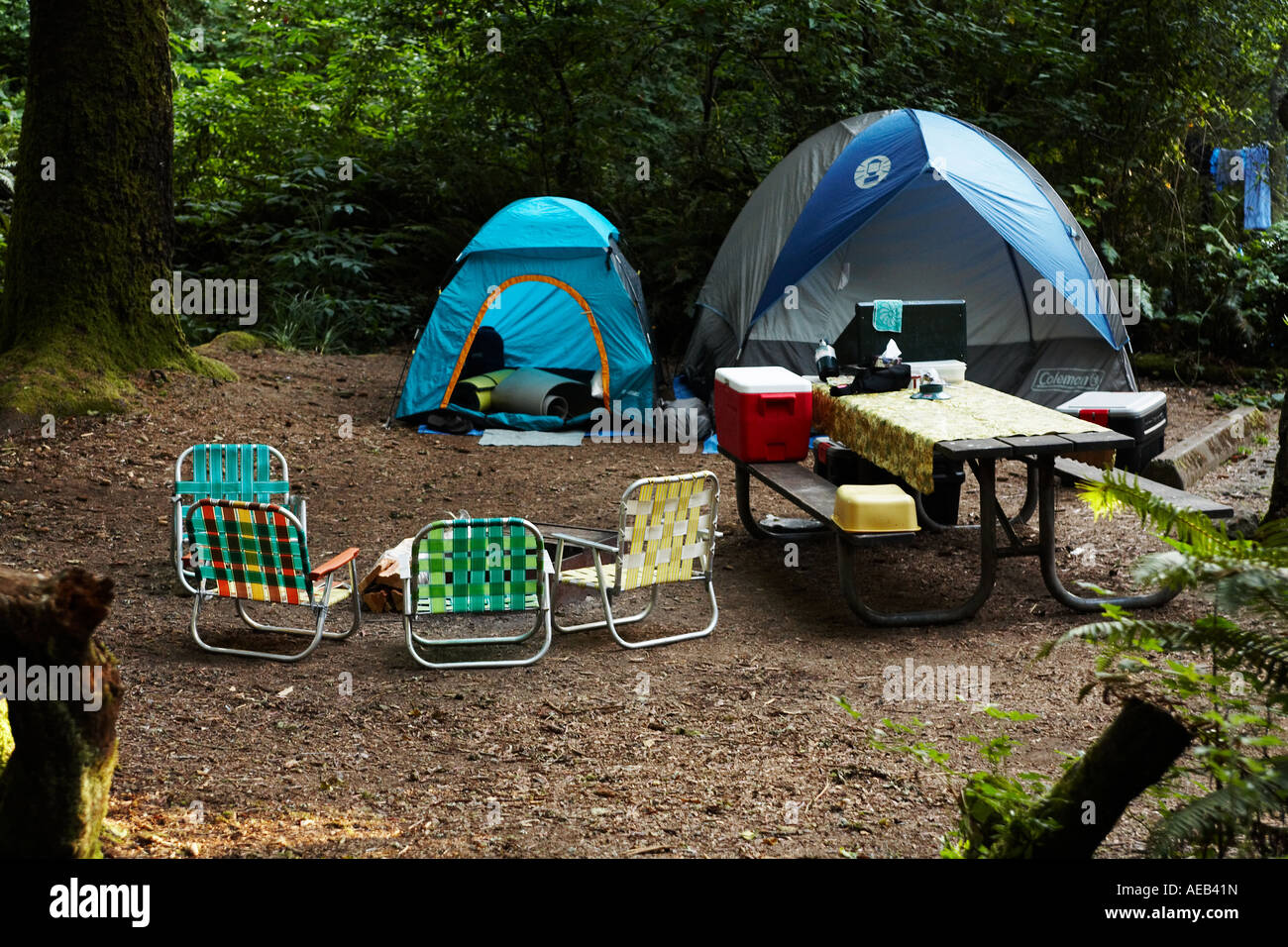 Tent Setup CampGrounds Harris Beach State Park Brookings Oregon Stock ...
