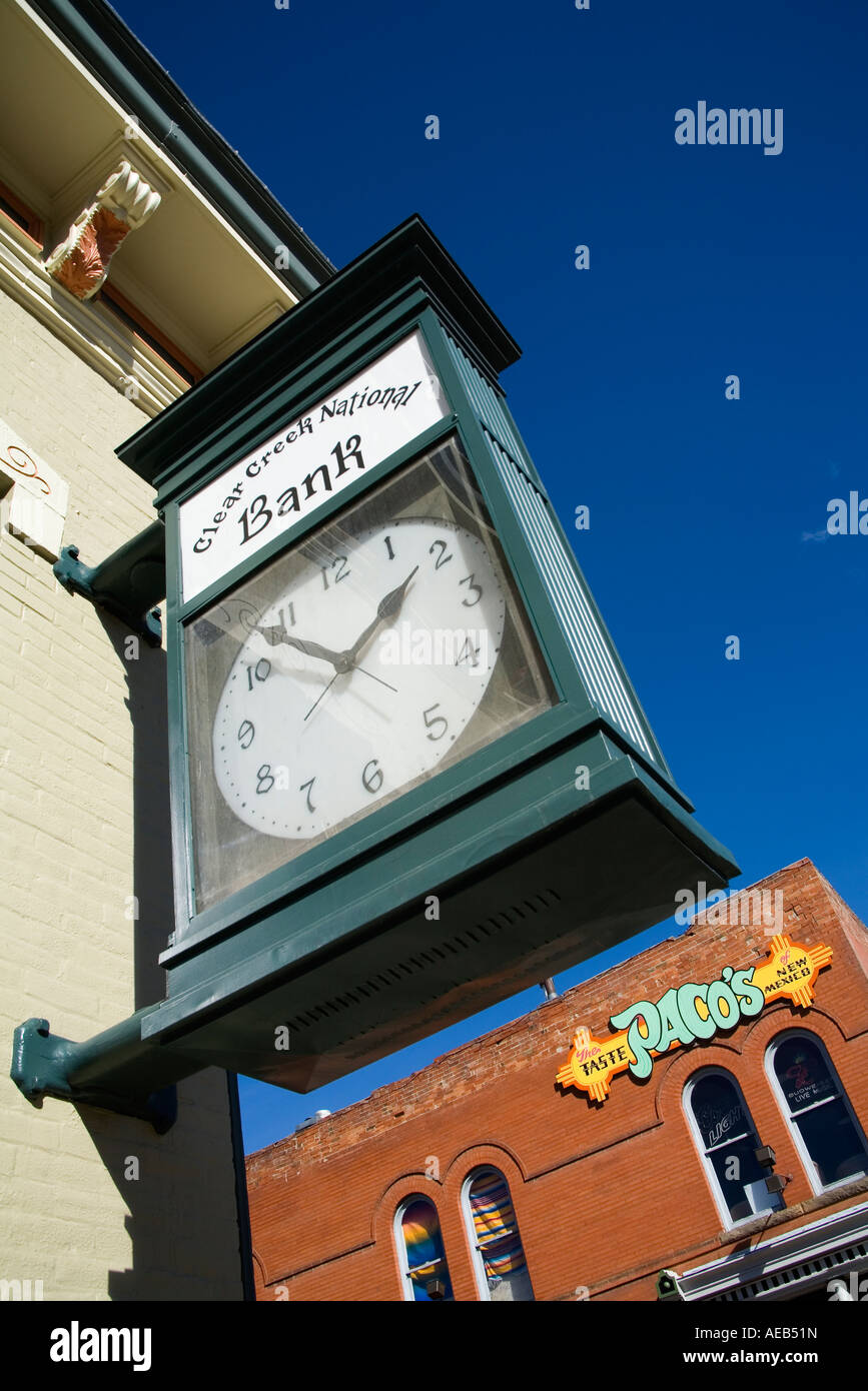 Bank clock in Idaho Springs Rocky Mountains Colorado USA Stock Photo ...