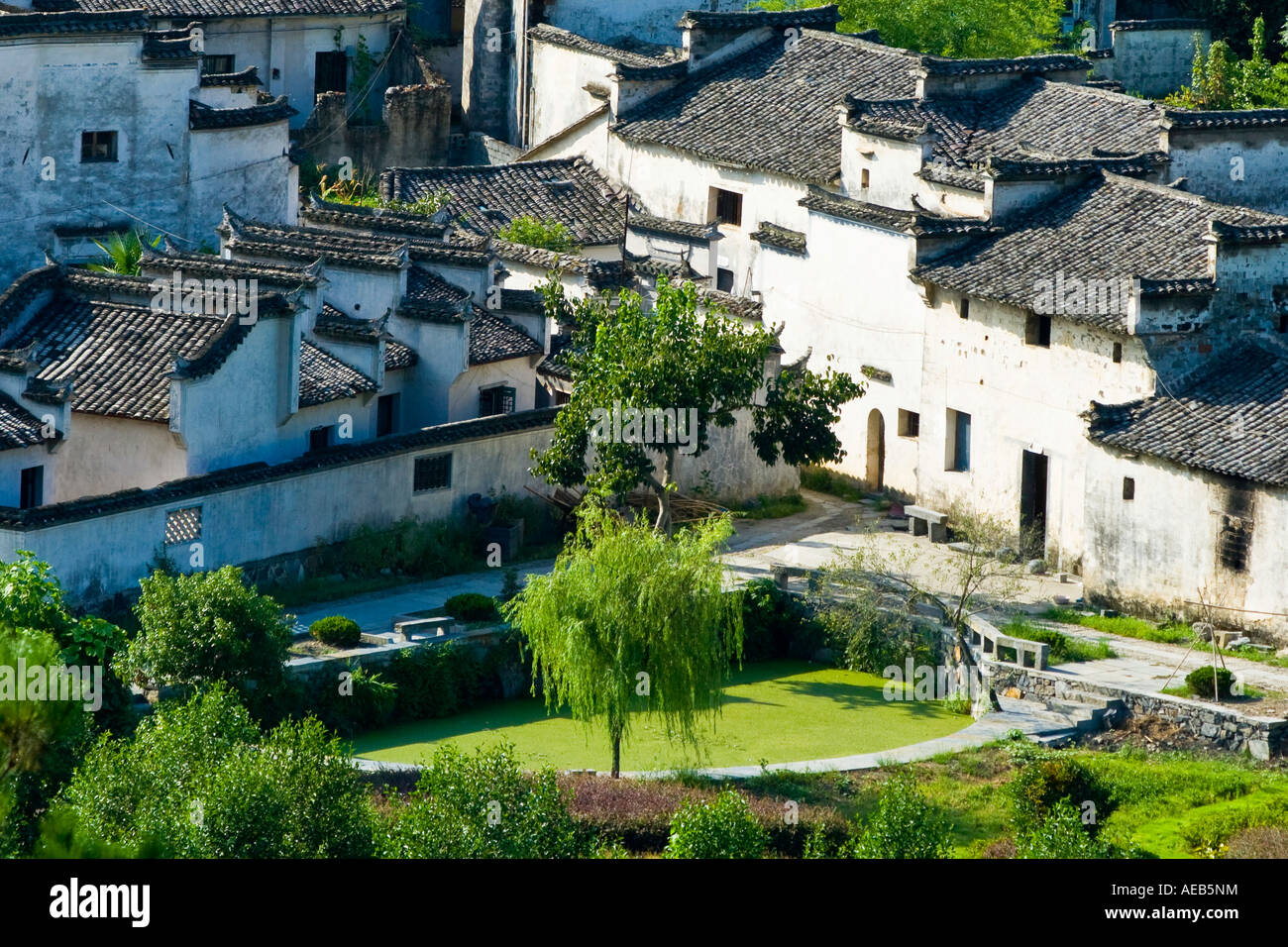 Small Green Pond Ancient Huizhou Style Chinese Village Xidi China Stock ...