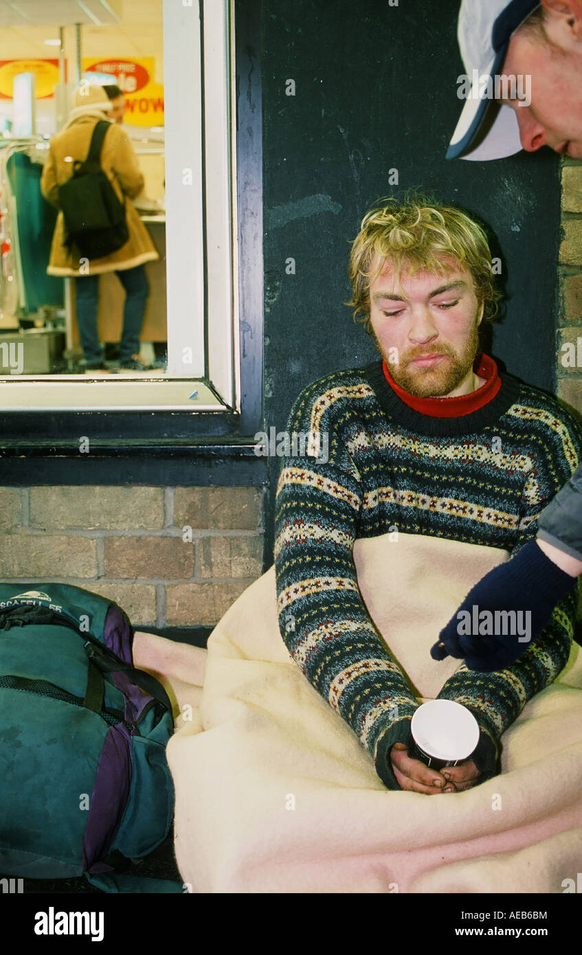 A homeless man on the streets of Leeds, UK Stock Photo - Alamy