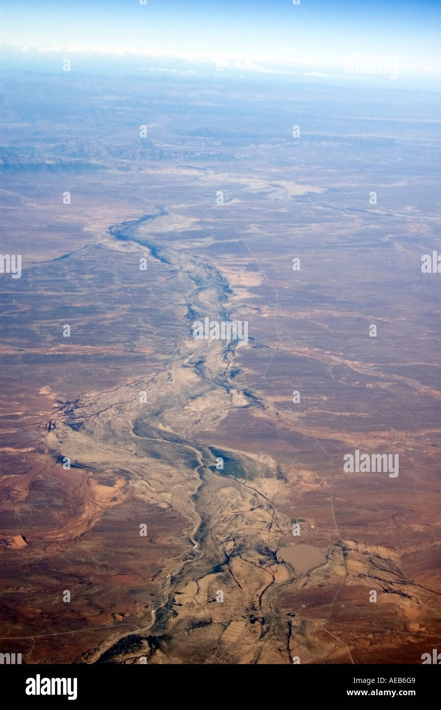 South African escarpement from the air showing rugged terrain and the ...