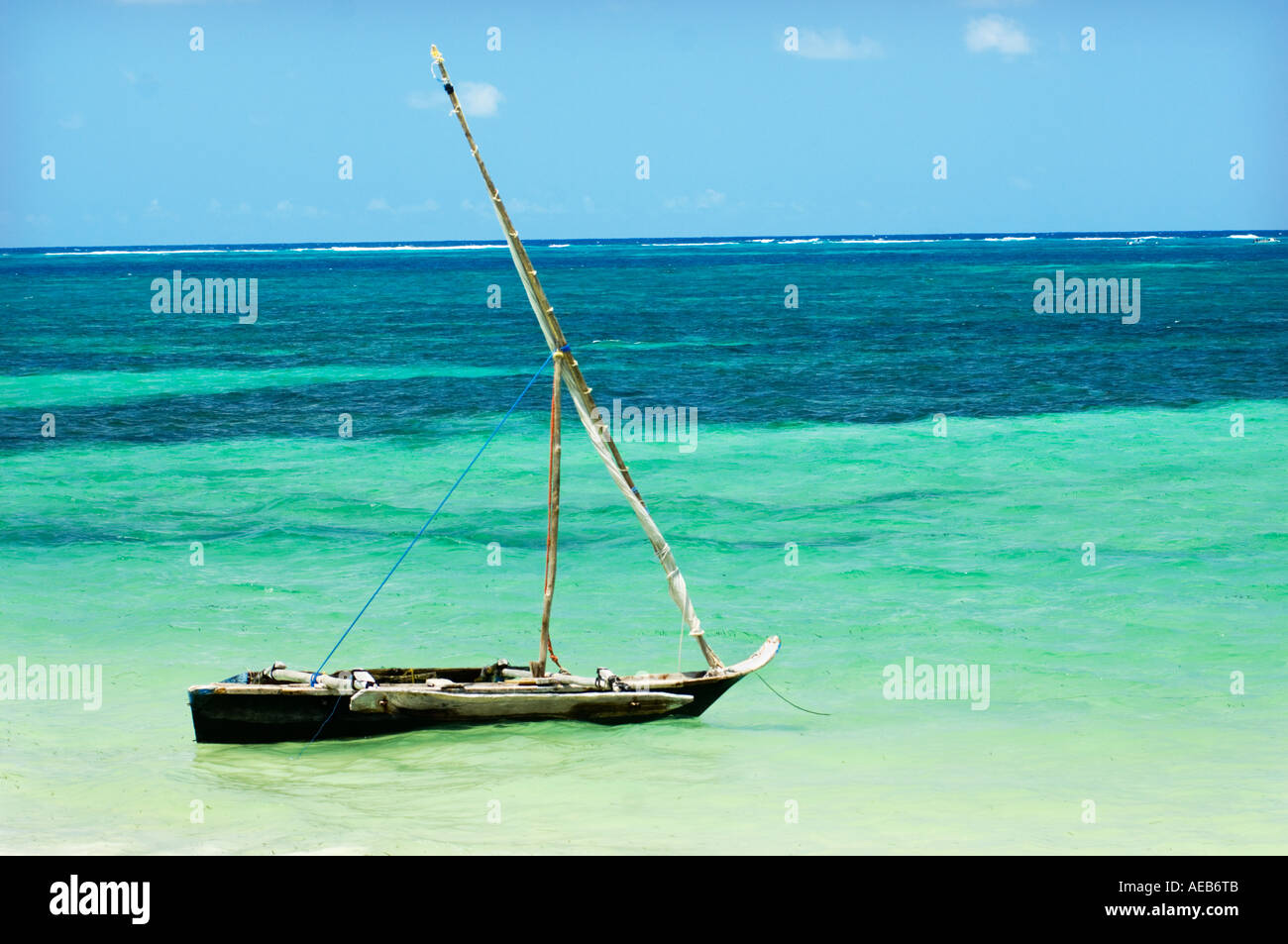 Indian Ocean horizont blue waters Kenya East Africa Kenia BAMBURU BEACH ...