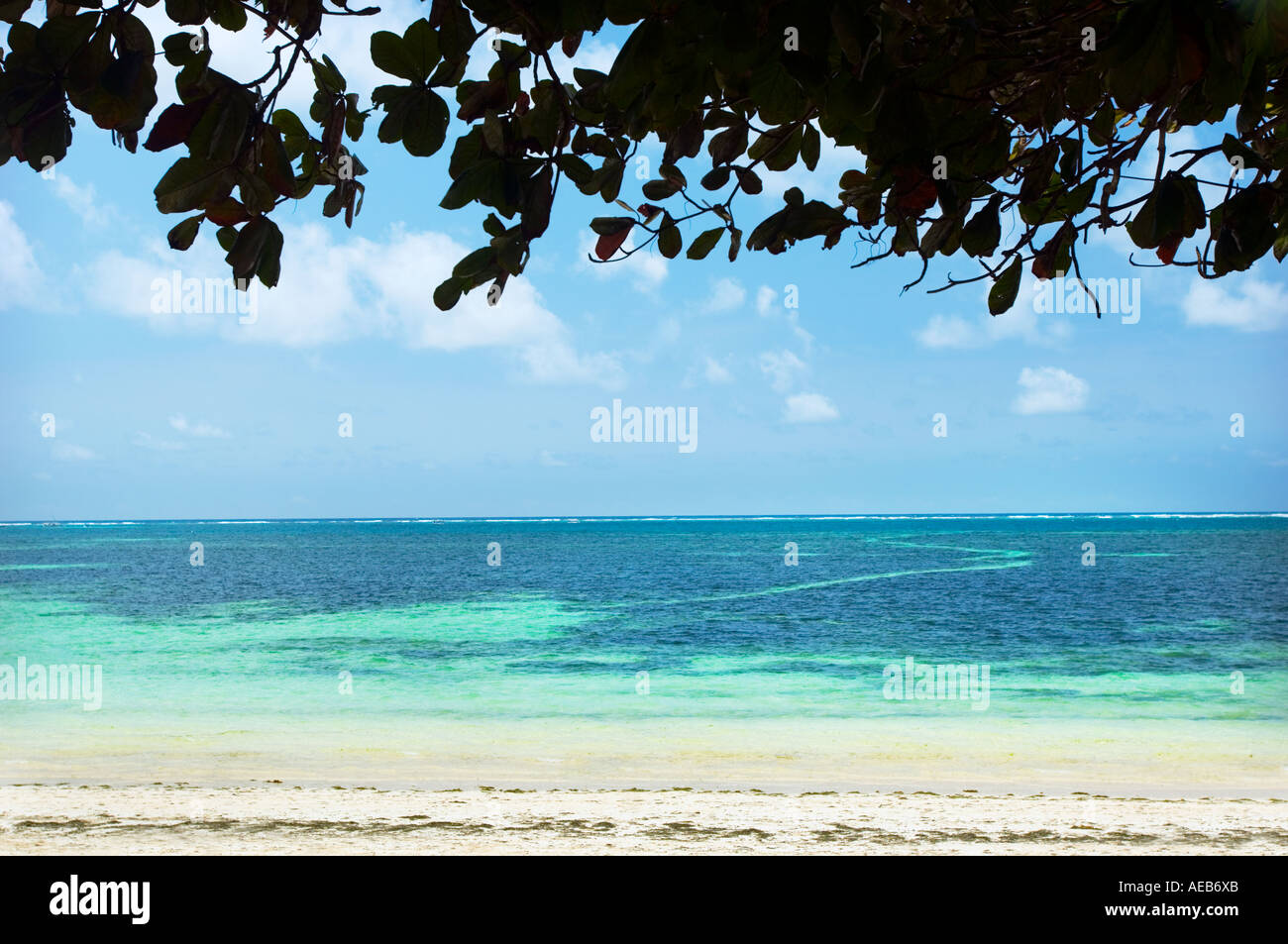 Indian Ocean horizont blue sky water clear beach white sand Kenya East ...