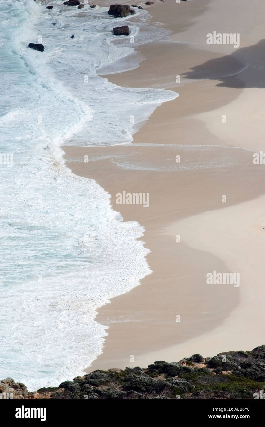 Waves crash onto Dias Beach in front of the Cape of Good Hope at Cape ...