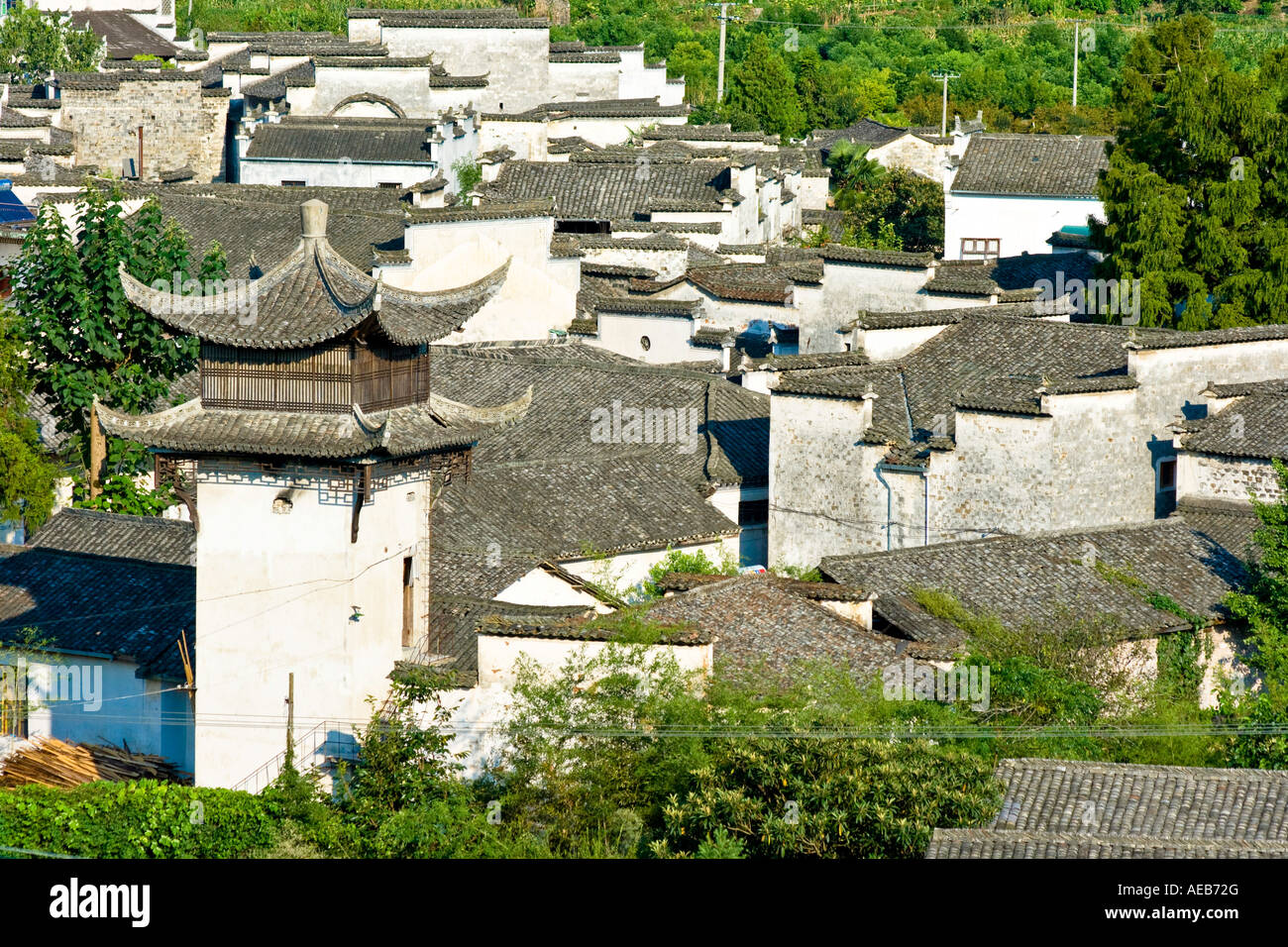 Tower in Ancient Huizhou Style Chinese Village Xidi China Stock Photo ...