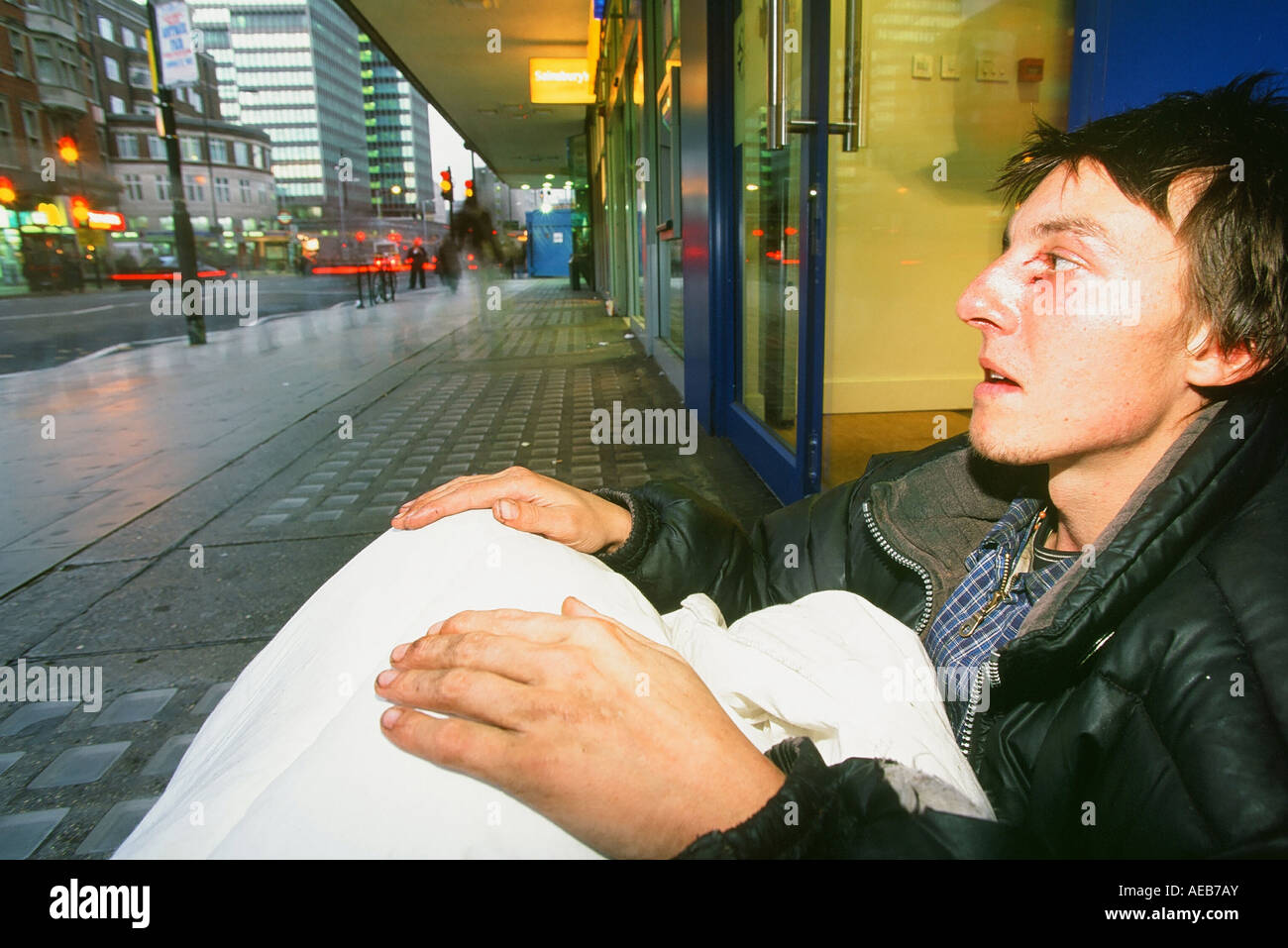A homeless man on the streets of Leeds Stock Photo - Alamy