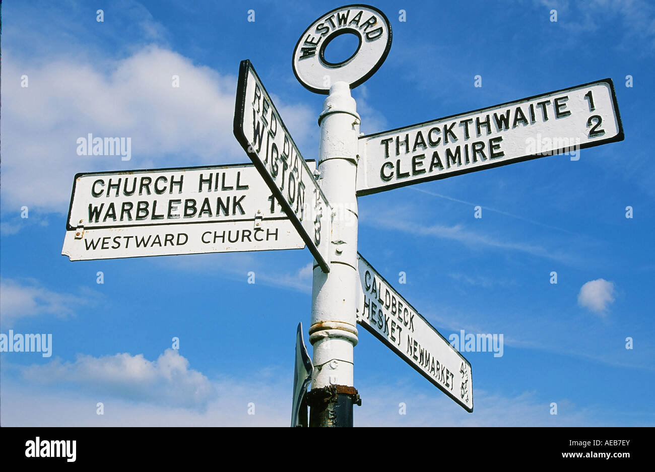 An old Cumberland county council road sign in Cumbria Stock Photo - Alamy