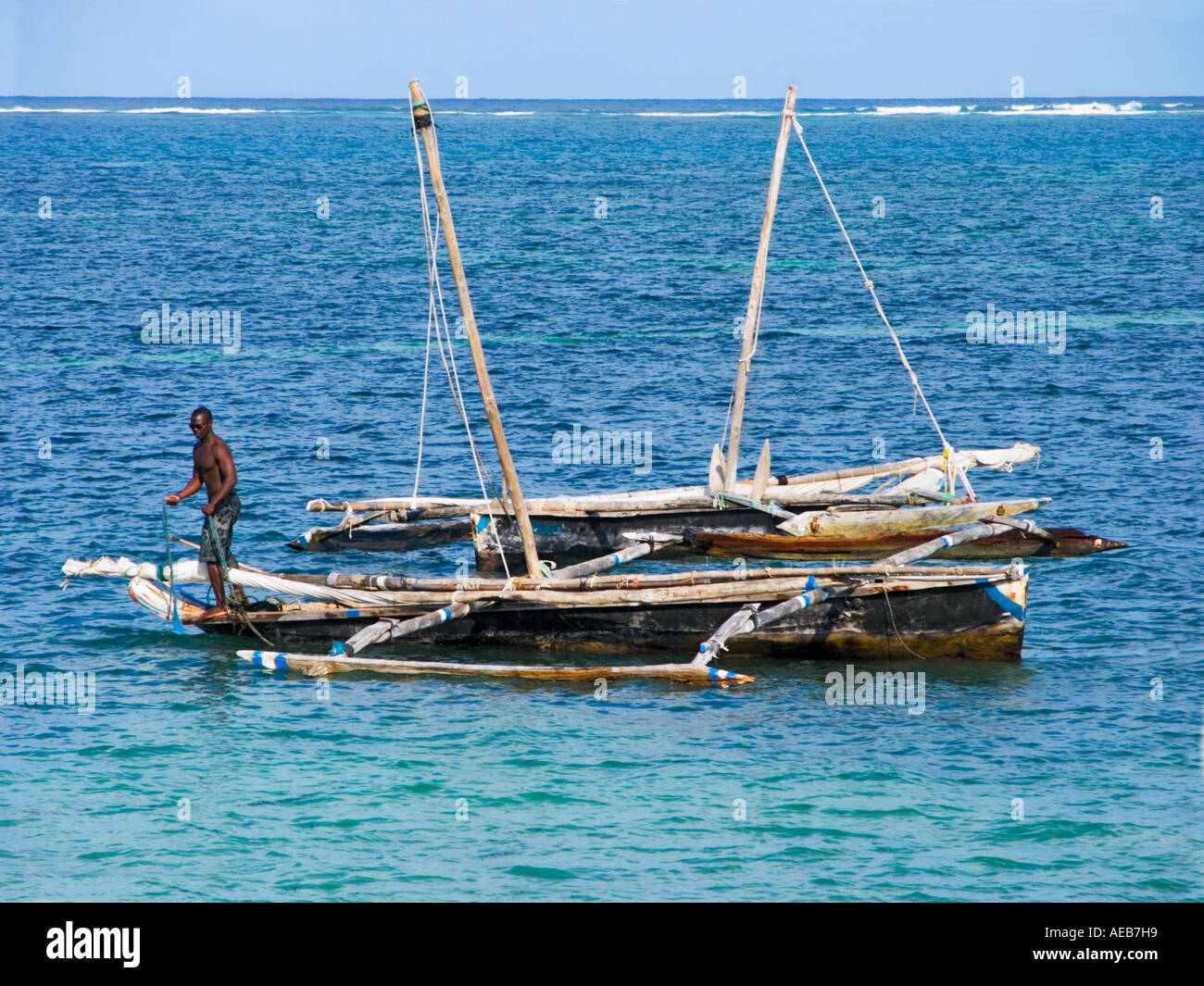 Indian Ocean horizont blue waters Kenya East Africa Kenia BAMBURU BEACH ...