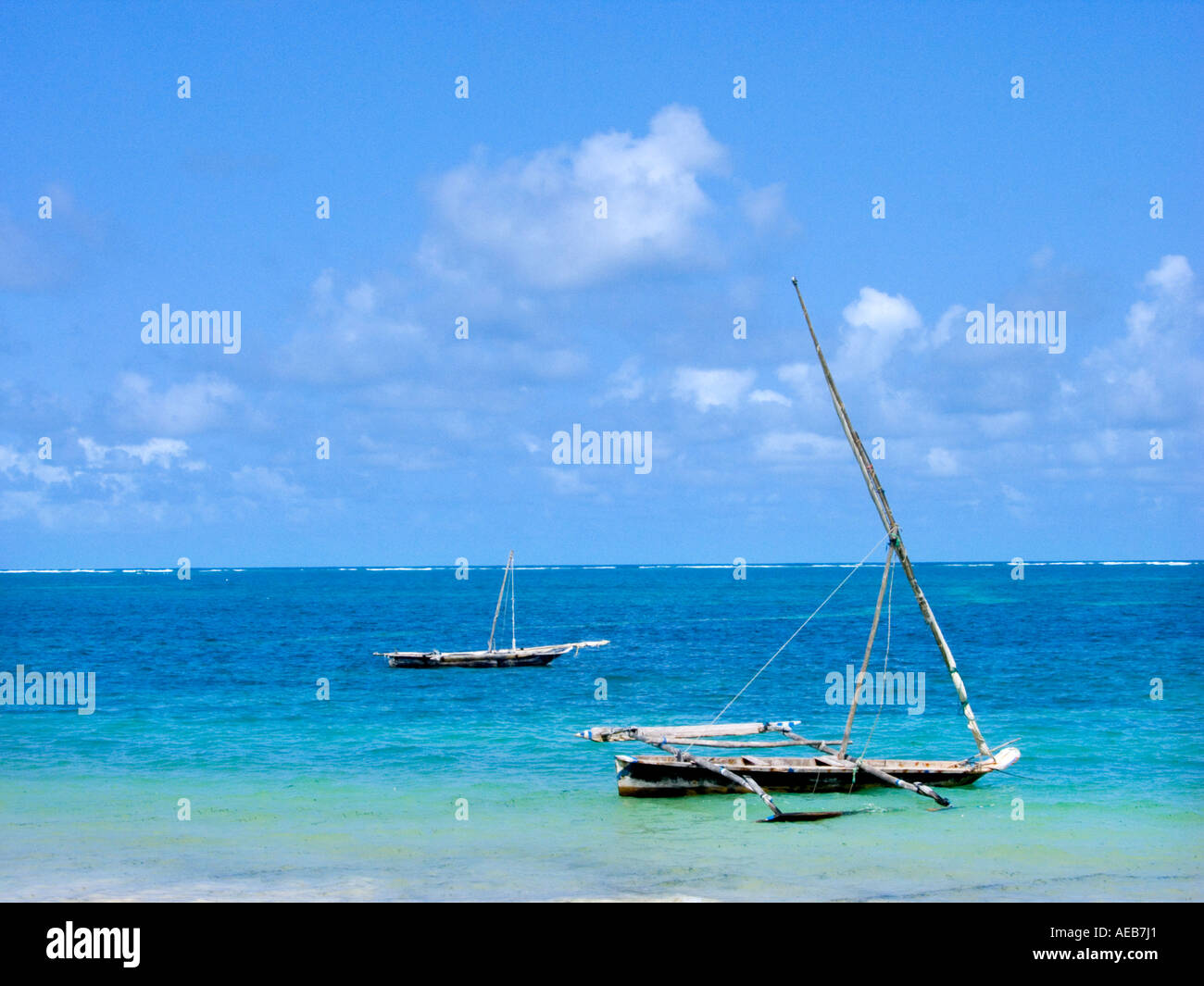 Indian Ocean horizont blue waters Kenya East Africa Kenia BAMBURU BEACH ...