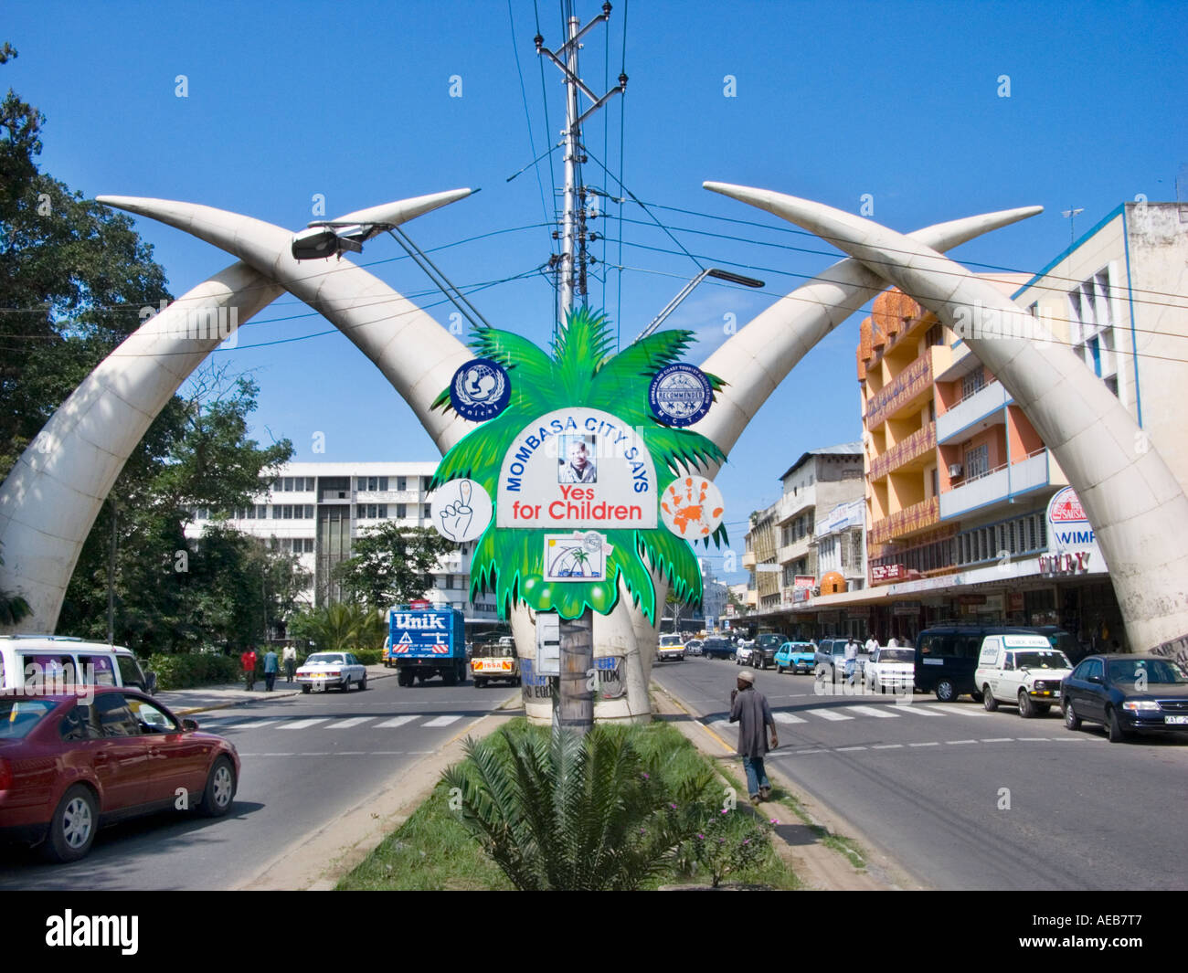 MOMBASA CITY Tusks at Moi Avenue mainroad main road KENIA Kenya East ...