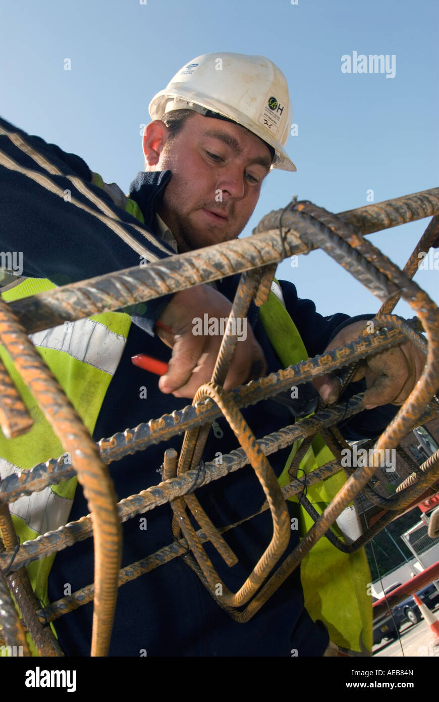 Steelworker working on construction site in Milton Keynes, UK Stock ...