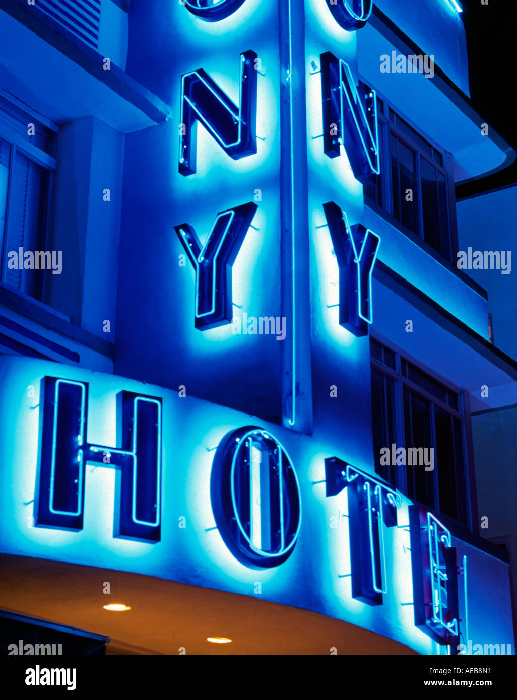 Colony hotel neon sign illuminated at night, South Beach, Miami ...