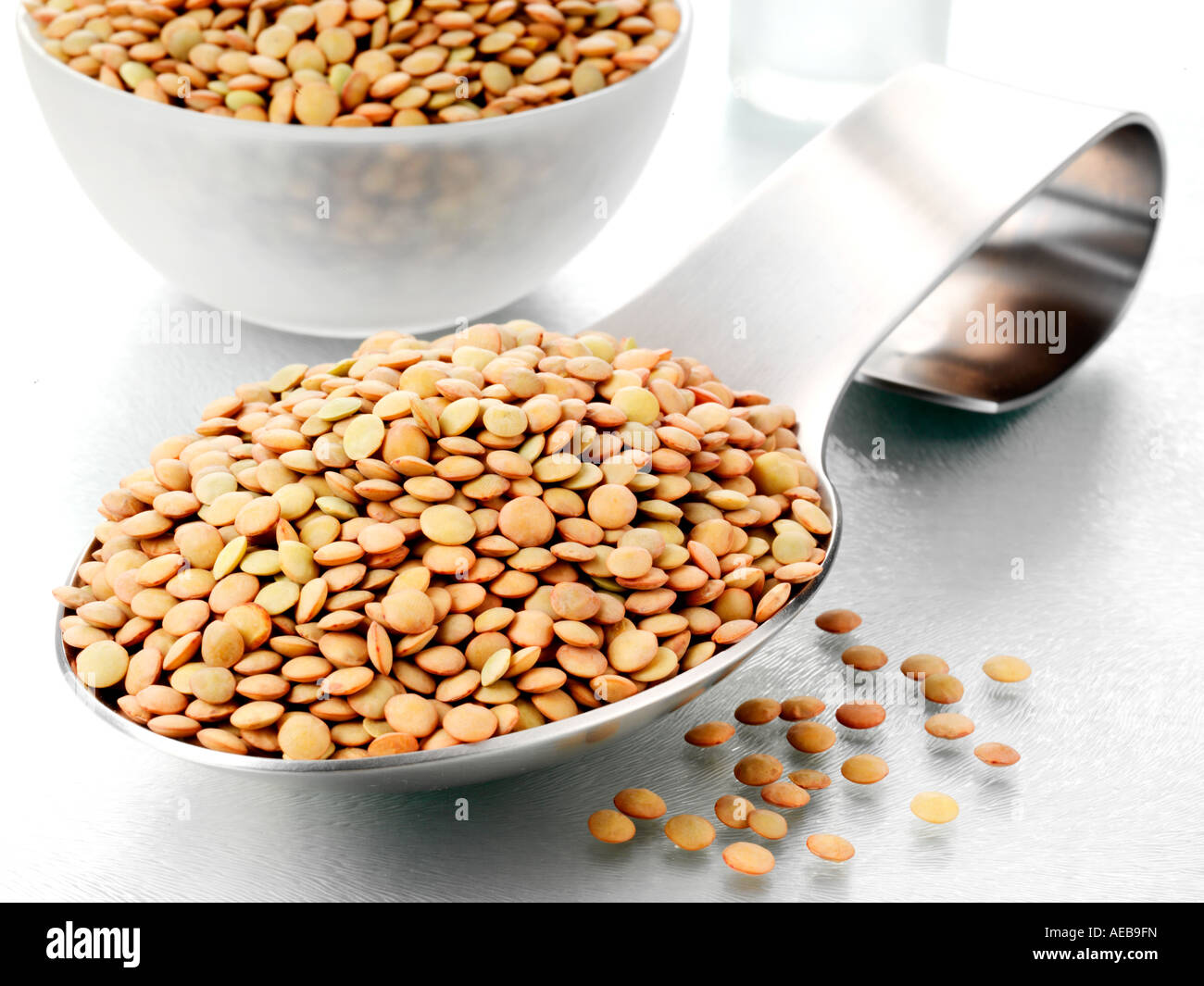 Green lentils spoonful hi-res stock photography and images - Alamy