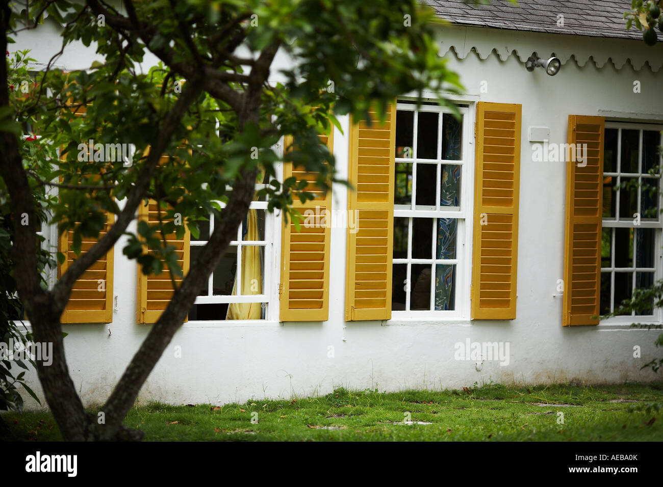 Small White Inn with Yellow Shutters at Ottley's Plantation St Kitts ...