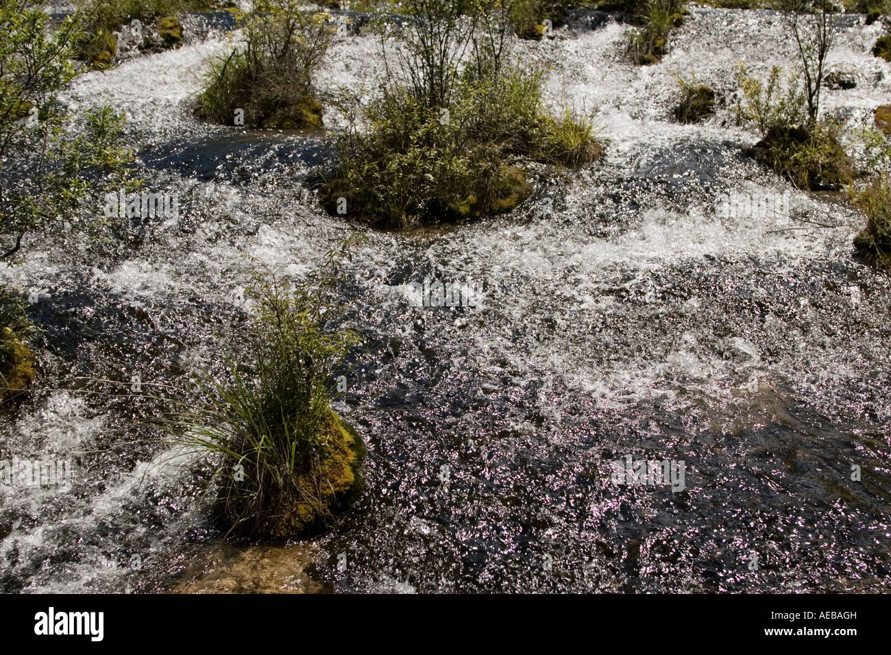 Choppy waters slithering across the ground in Jiuzhaigou Nature Reserve ...