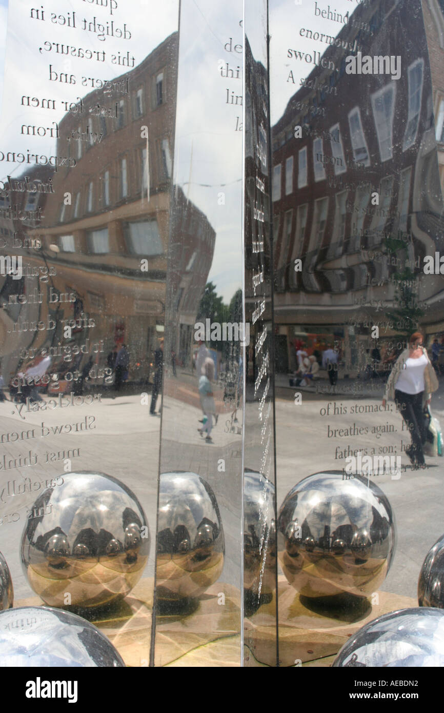 city of exeter Riddles Sculpture in town centre reflections of ...