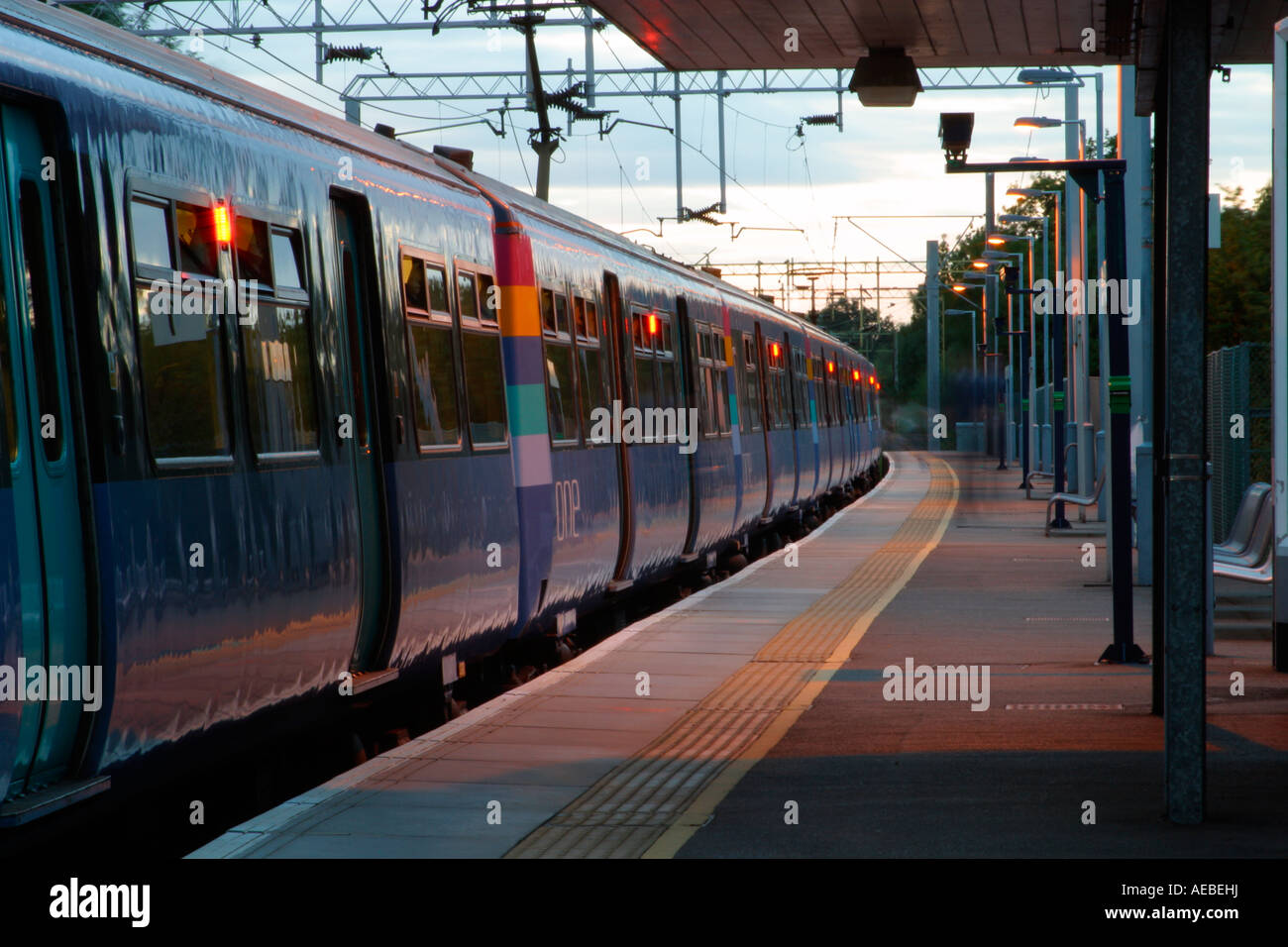 Train waiting at platform Sawbridgeworth Rail Station Herts UK Stock ...