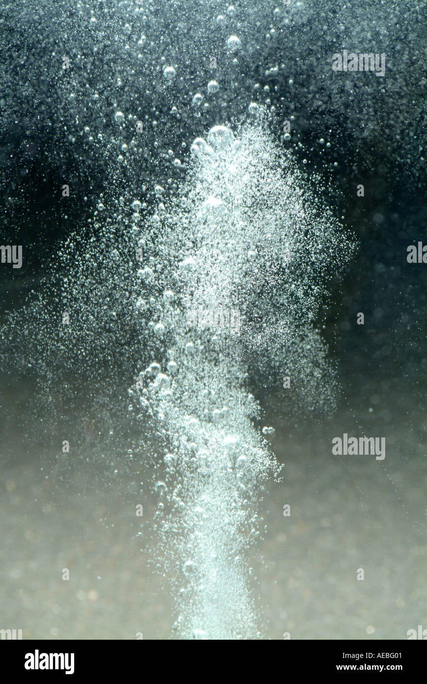 Small bubbles rising through water from an effervescent tablet Stock ...