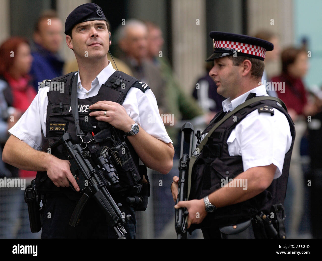 Armed policemen with bullet proof vests and machine guns at St Paul's ...