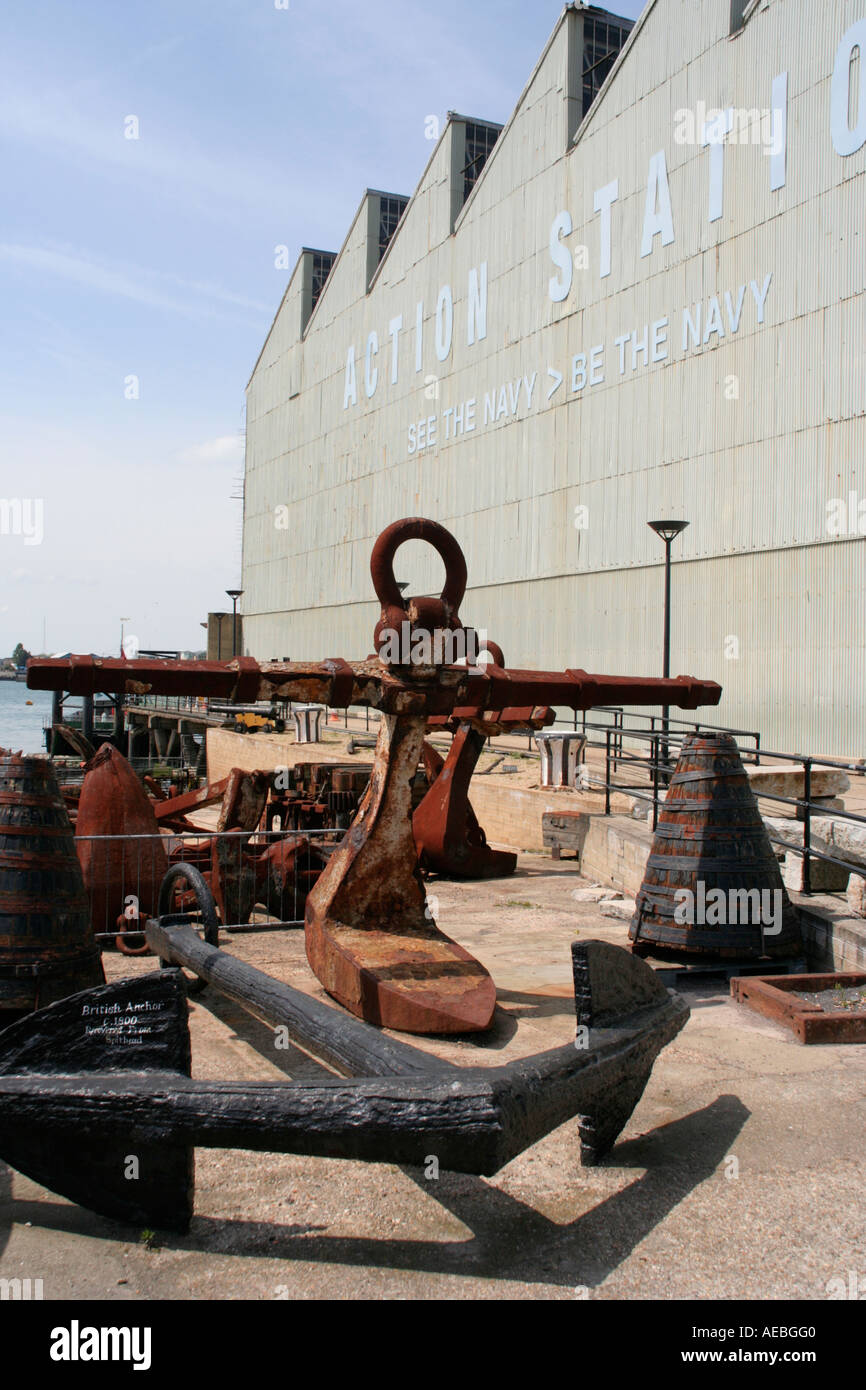 portsmouth historic shipyard metal rusty anchors bygone era england uk ...