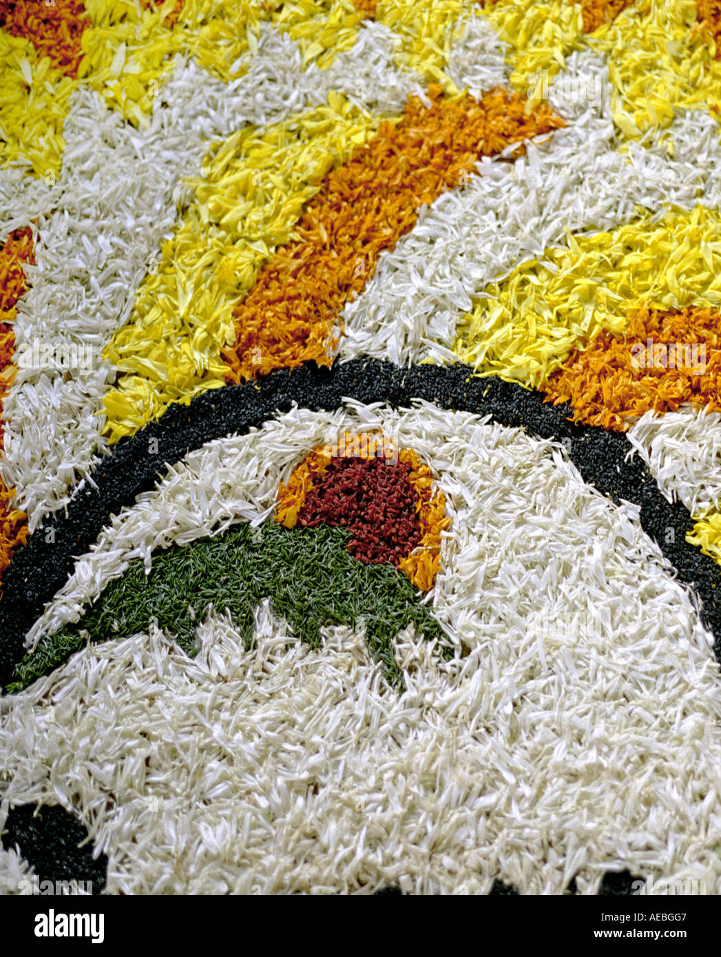 Flower arrangement called pookkalam done on the occassion of Onam ...