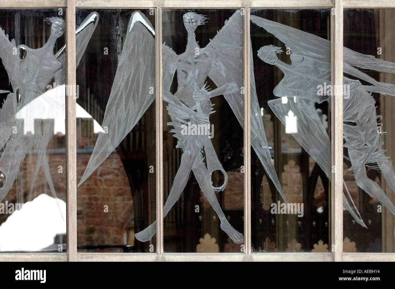 Detail from Screen of Saints and Angels New Coventry Cathedral England ...